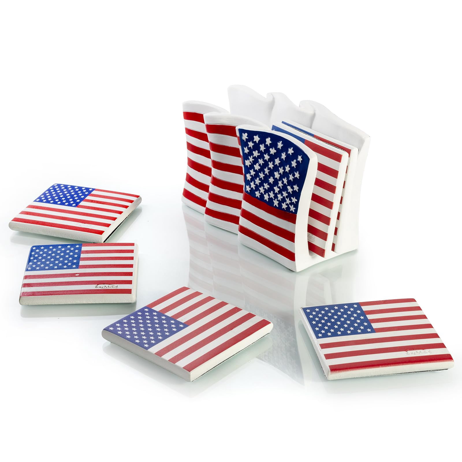 American Flag Coasters Set of 6, Modern Coaster Decor, Outdoor Patio ...