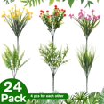 Artificial Plants Sweet Color 24-Piece Bulk UV Resistant Faux Greenery ...