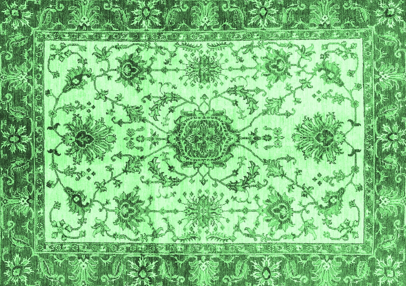 Ahgly Company Indoor Rectangle Oriental Emerald Green Modern Area Rugs ...