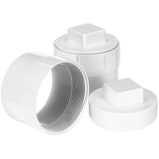 2 Pcs Sewer Cleaning Adapter Unclog Pipe Clean Out Cap Flush Drain ...