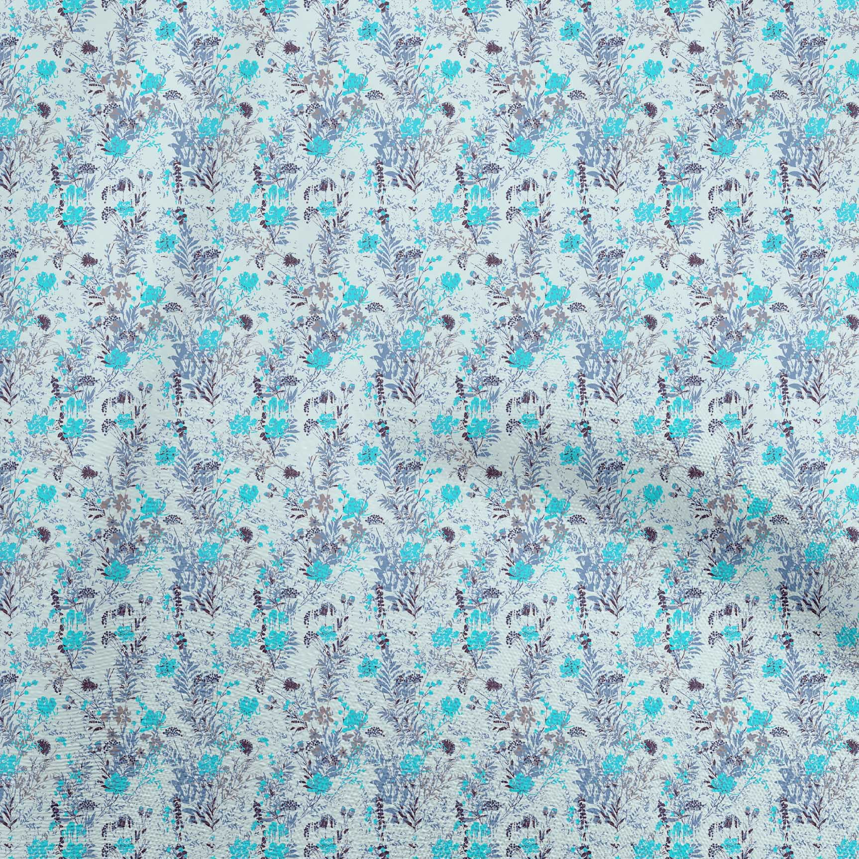 oneOone Velvet Turquoise Blue Fabric Florals Fabric For Sewing Printed ...