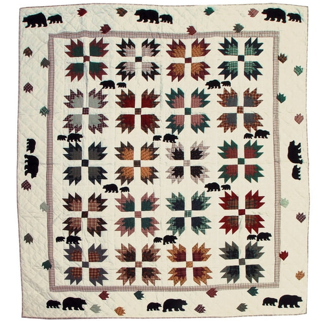 Bears Paw, Hand cut and Patchwork cotton fabric blocks,handmade quilt - King - Walmart.com