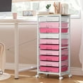 10-Drawer Rolling Cart with Wheels & Wooden Tabletop, Utility Storage ...