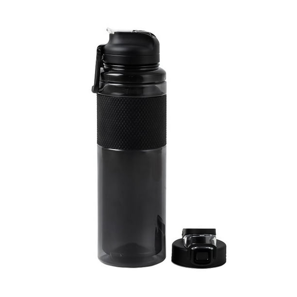 Mainstays 32 fl oz Rich Black Solid Print Plastic Water Bottle with 2 ...
