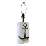 Sea Nautical Coastal Golden Ship Anchor Ceramic Table Lamp Navy Sailor ...