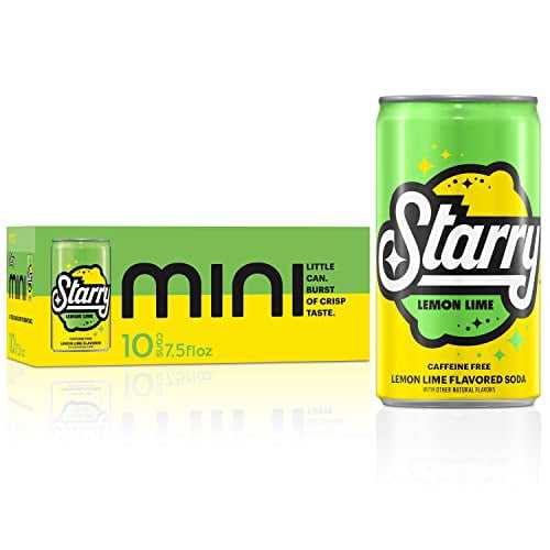 Starry Lemon Lime Soda, Caffeine Free, Mini Cans, 7.5 Fl Oz (Pack of 10 ...