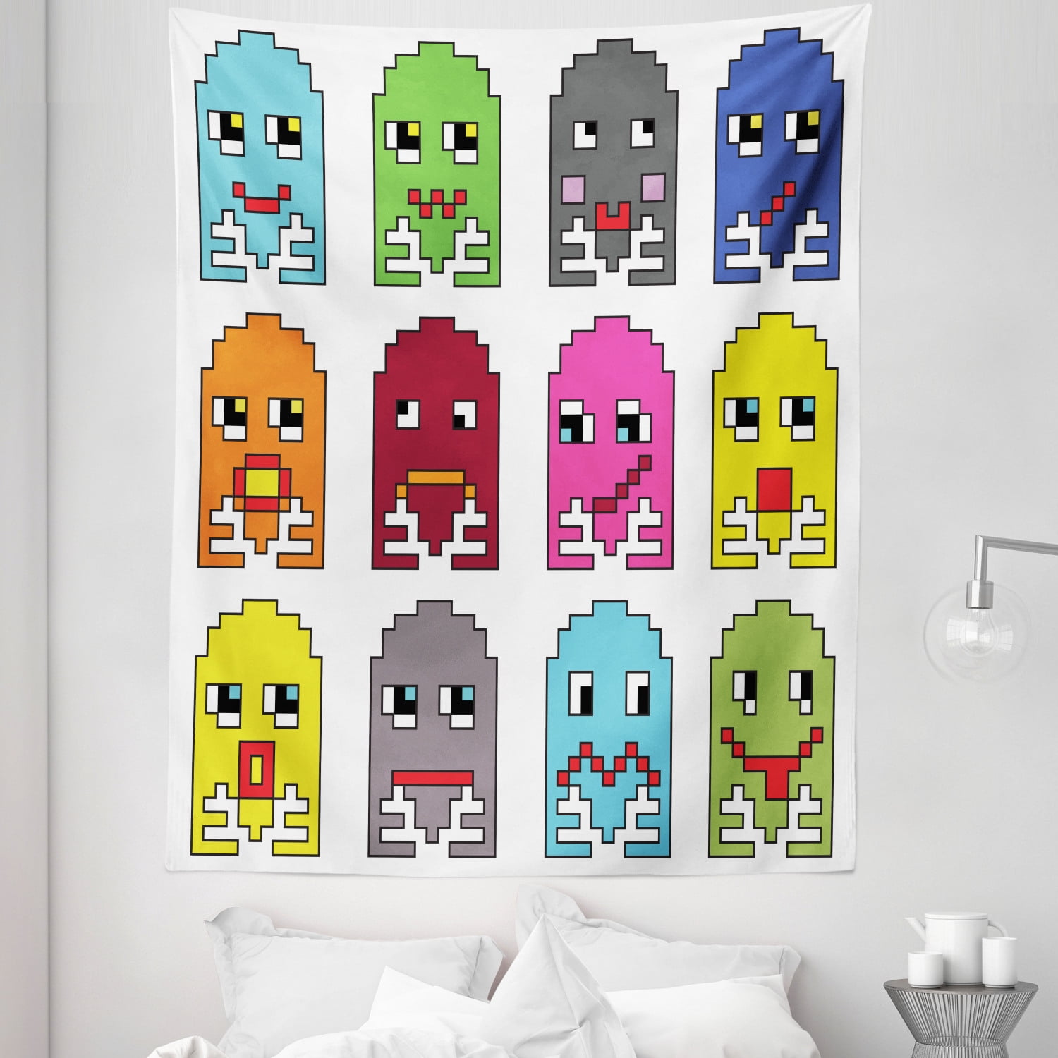 Video Game Tapestry, 90's Vintage Video Games Style Cartoon Showing ...