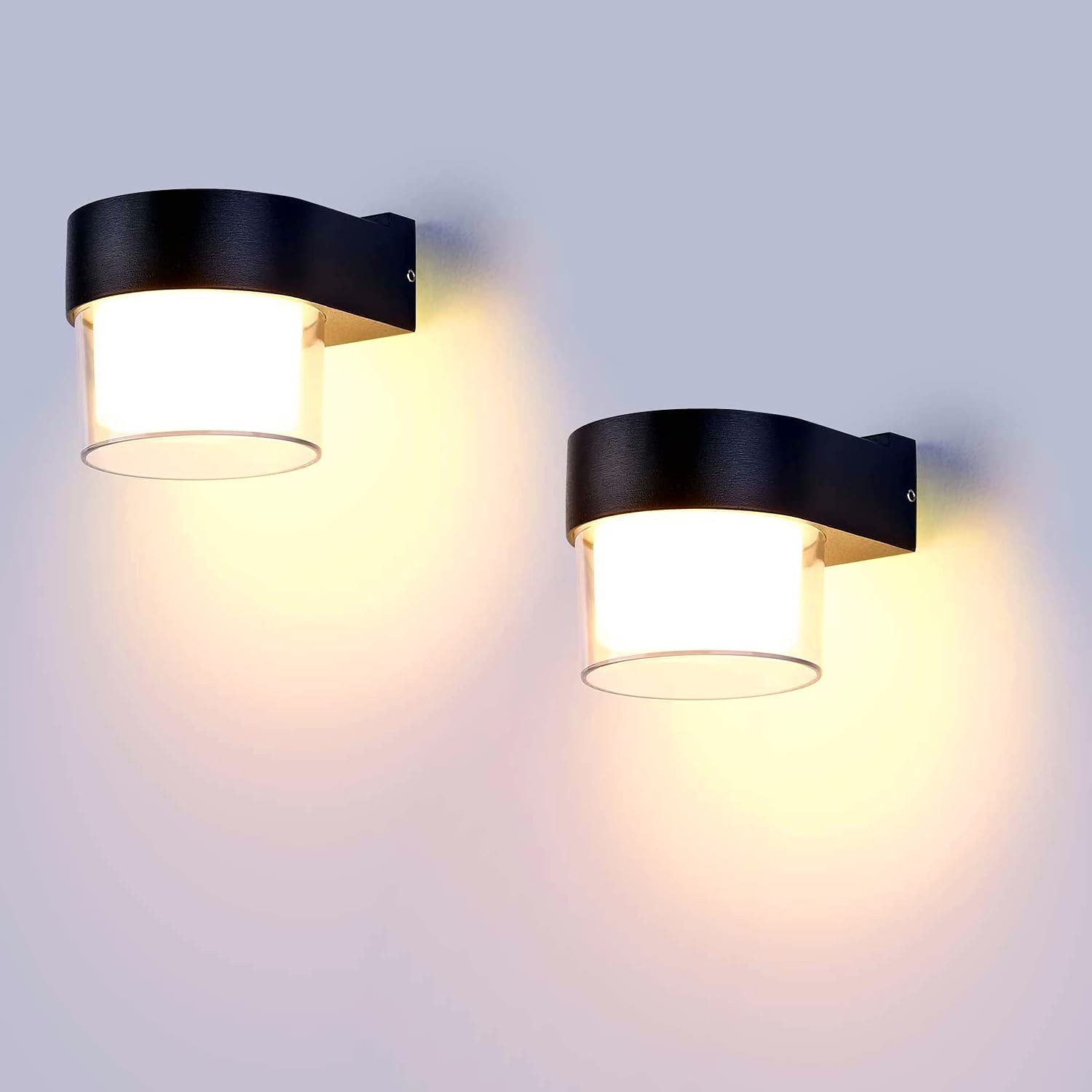 2Pcs Outdoor Wall Sconce 5W*2 Outdoor Lighting Waterproof Ip65 Acrylic ...