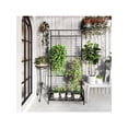 Black Tall Metal Plant Stand With Trellis And Hanging Bar For Indoor ...