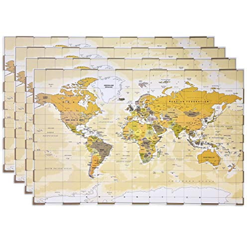 Gift Boutique 50 Pk Educational World Map Party Placemat, Kids Learning ...
