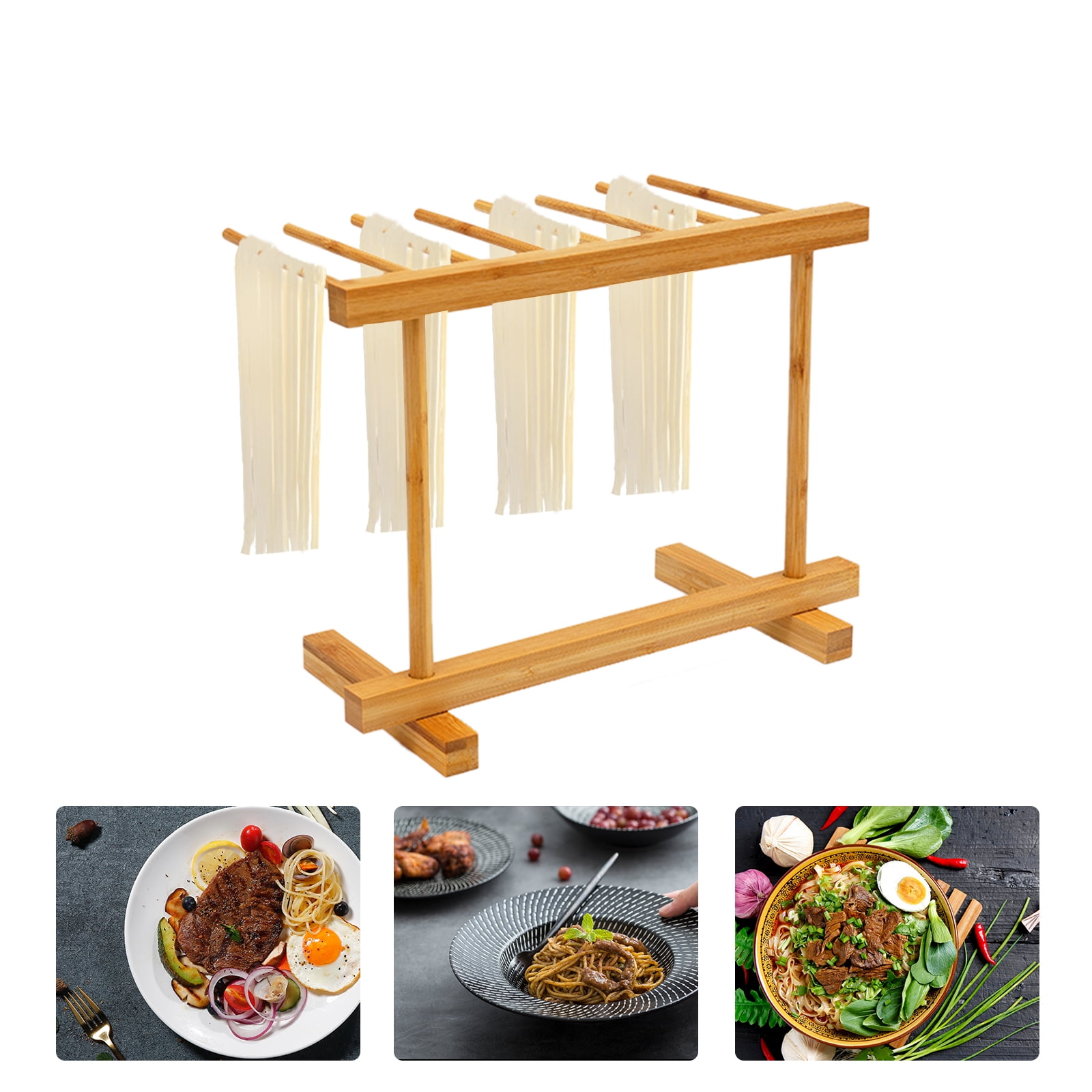 Miumaeov Collapsible Pasta Drying Rack, Bamboo Noodle Dryer, Space ...