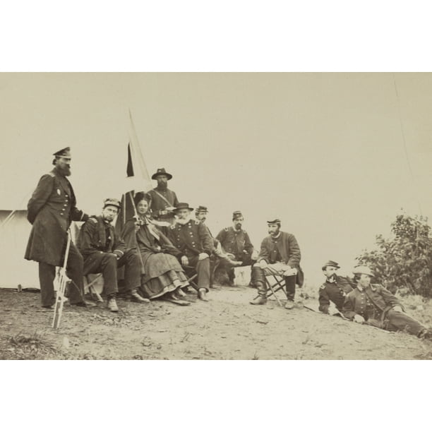 Print: Kate Chase Sprague With Gen. J. J. Abercrombie And Staff, circa ...