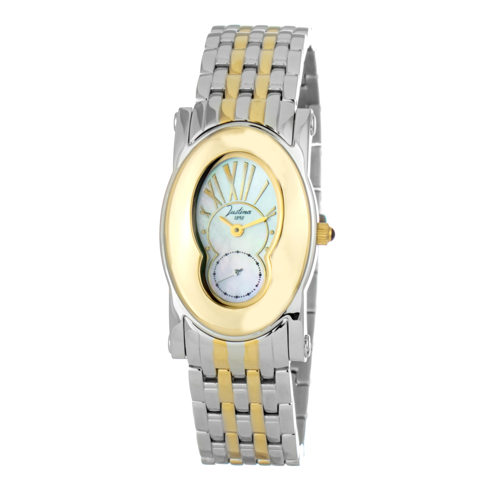 WATCH JUSTINA STAINLESS STEEL WHITE GOLDEN SILVER WOMEN 21818 - Walmart.com