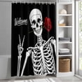 Abstract Skull Skeletons Rose Shower Curtain Set, Waterproof Shower ...