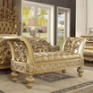 Constantine Bench in Synthetic Leather, Light Gold, Brown & Gold Finish - Walmart.com