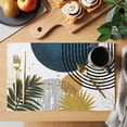 Bohemian Leaf Cotton Linen Placemats Set of 2, Boho Geometric Stripes ...