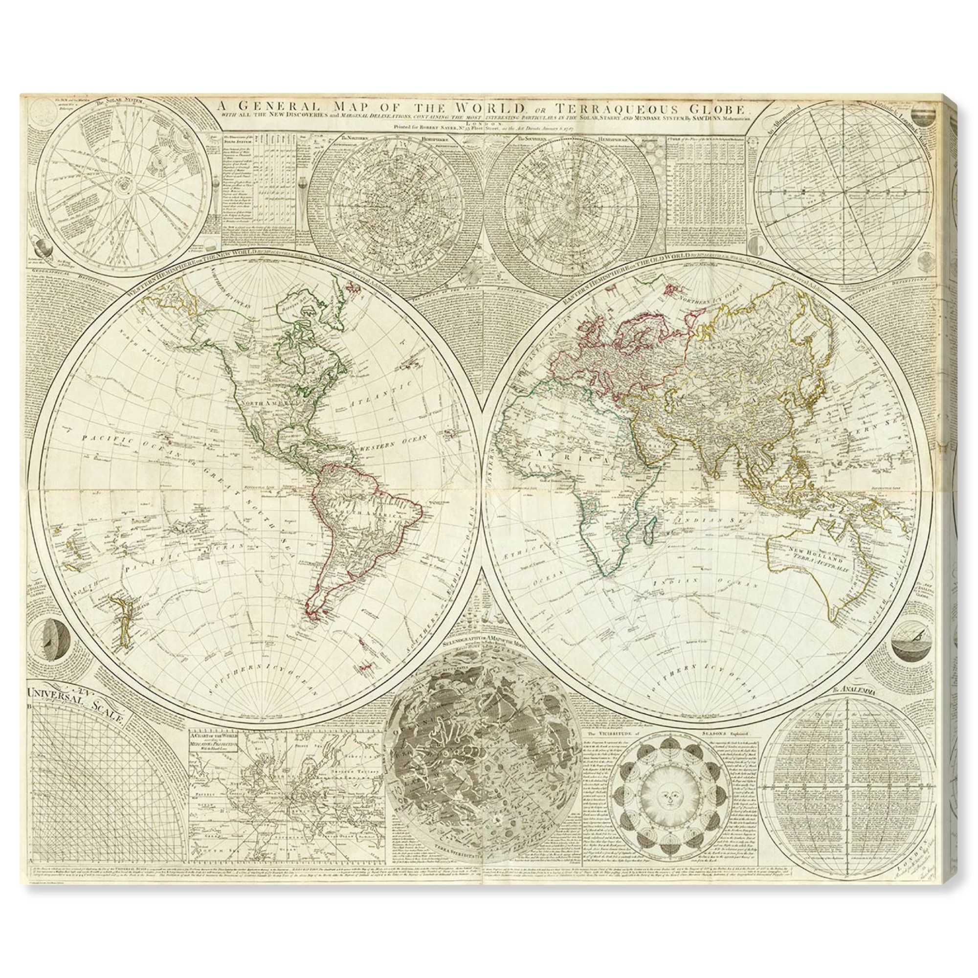 Runway Avenue Maps and Flags Wall Art Canvas Prints 'Terraqueous Globe ...