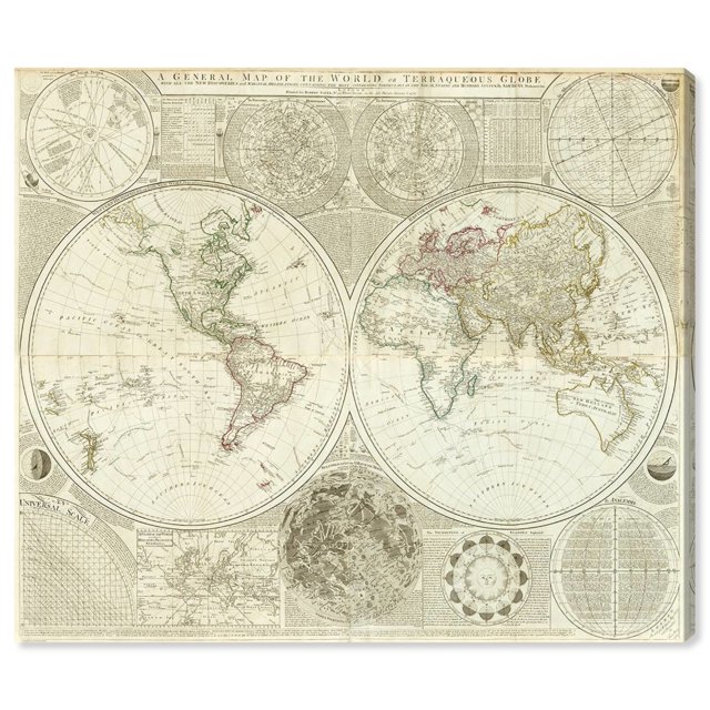 Runway Avenue Maps and Flags Wall Art Canvas Prints 'Terraqueous Globe ...