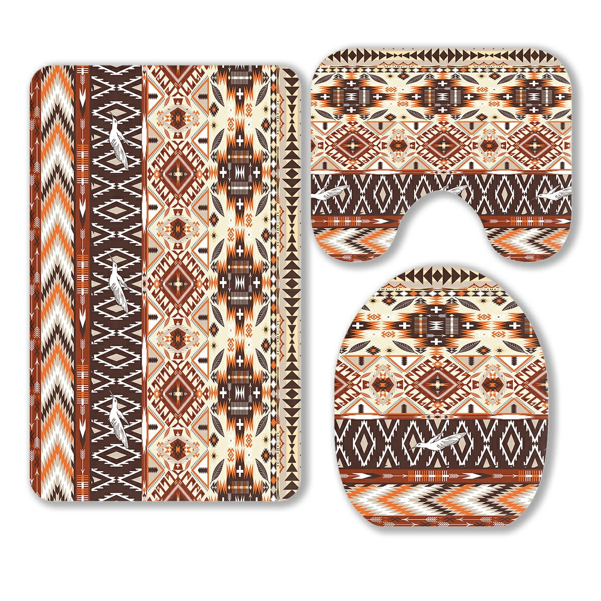 ECZJNT colorful aztec geometric tribal pattern 3 Piece Bathroom Rugs ...