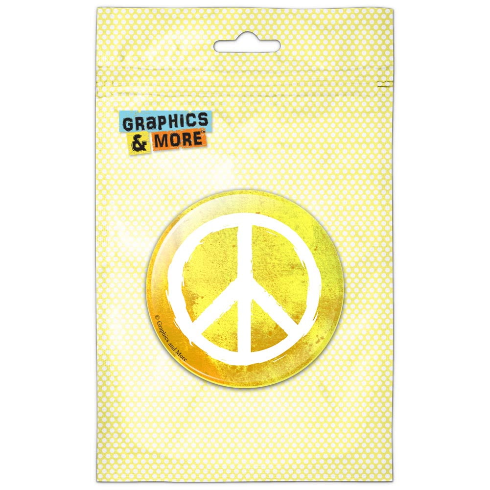 Yellow Peace Sign Distressed Texture Refrigerator Button Magnet ...