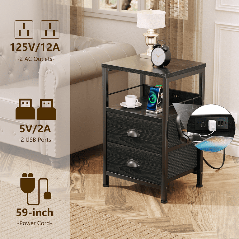 Bedside table with usb port store