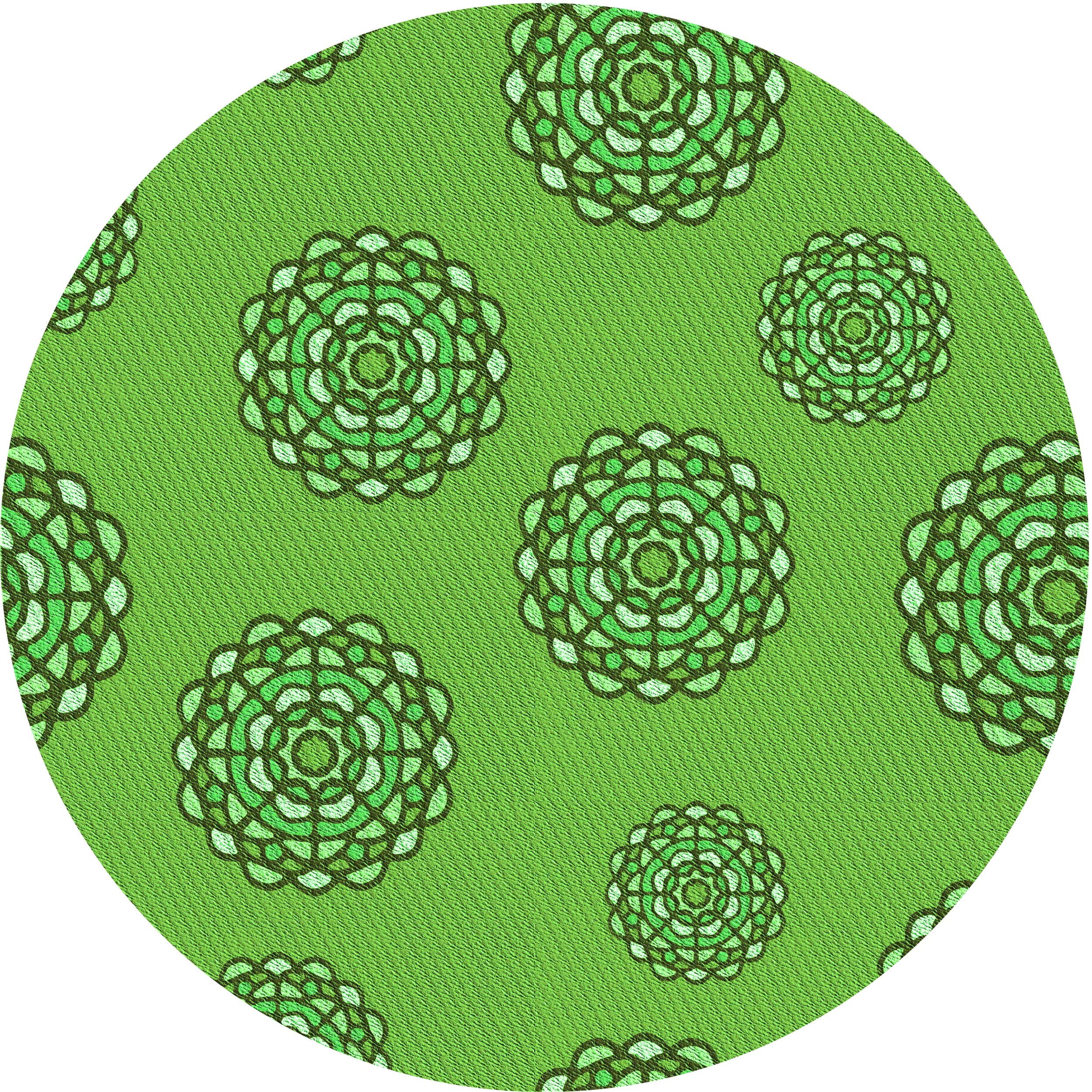 Ahgly Company Indoor Round Patterned Dark Lime Green Area Rugs, 4 ...