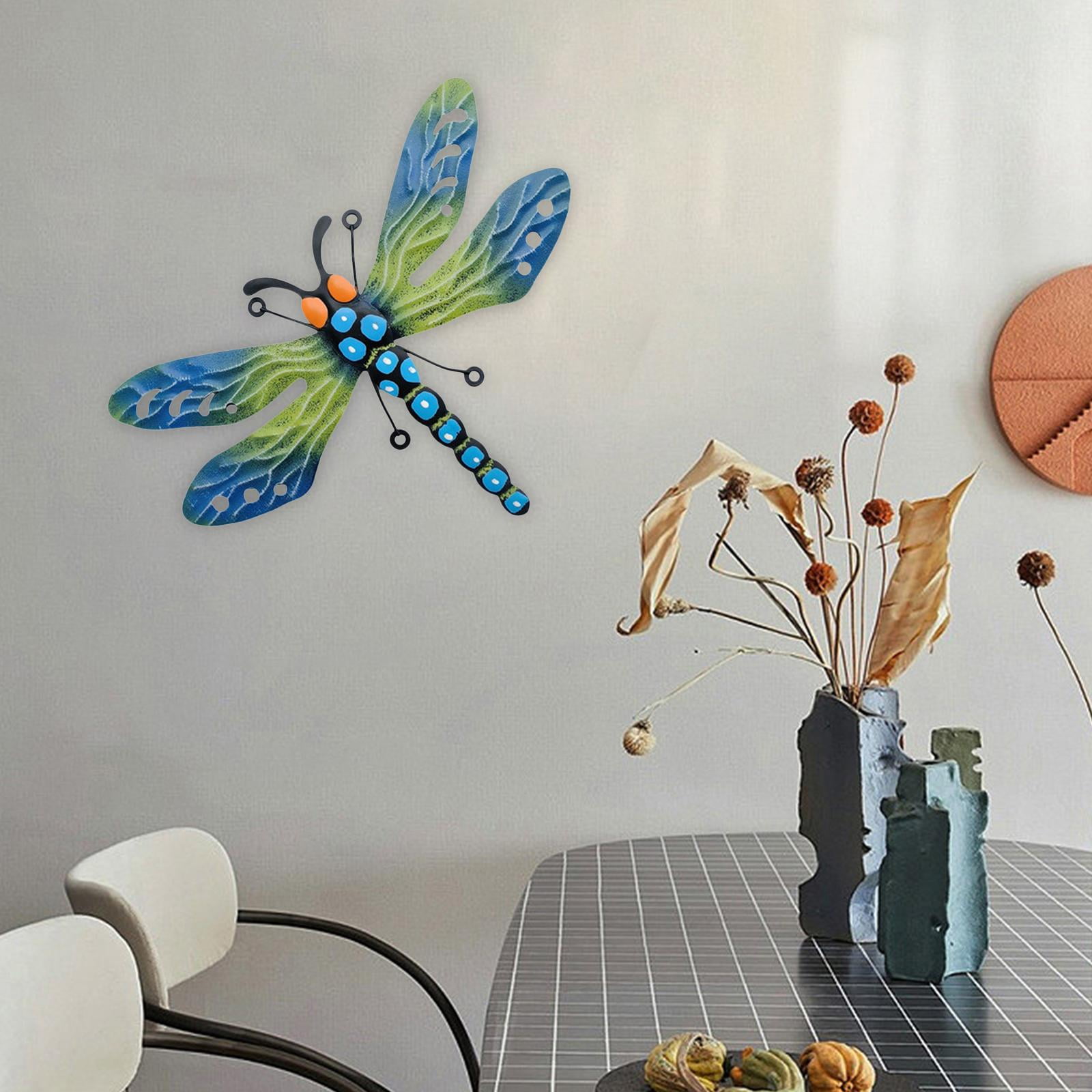 Metal Dragonfly Outdoor Wall Decor, Multicolor Hanging 3D Dragonfly Wall Art for Home, Bedroom ...