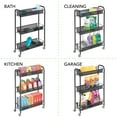 mDesign Steel Slim Rolling Utility Cart Storage Organizer with Shelves ...