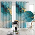 Blue and Gold Marble Pattern Blackout Curtains,Triple Weaved Fabric ...