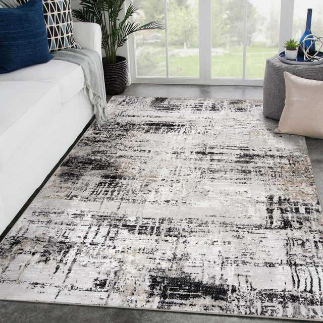 Luxe Weavers Abstract Gray 5x7 Area Rug, Indoor Modern Farmhouse Rug ...