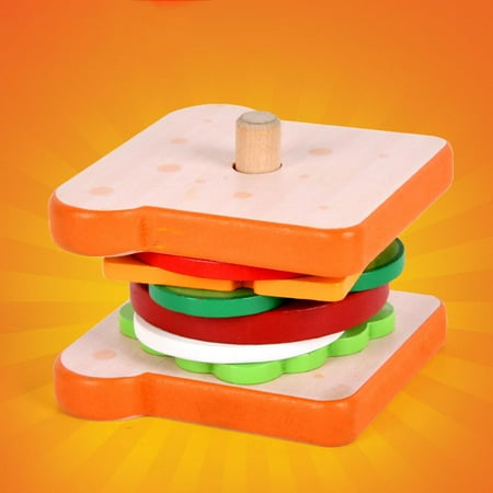 Pretend Fake Food Wooden Stacking Toys with Order Cards Matching Game ...