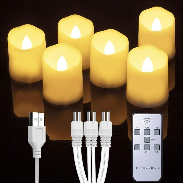 Merrynights 6PCS Rechargeable Flameless Votive Candles with Timer ...