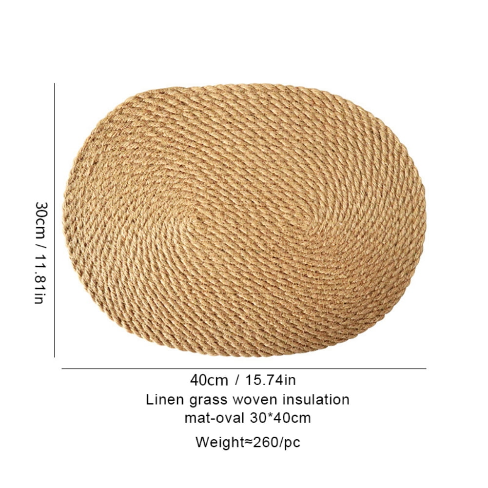 Round Woven Placemats - Natural Placemats Set of 2, Straw Braided ...