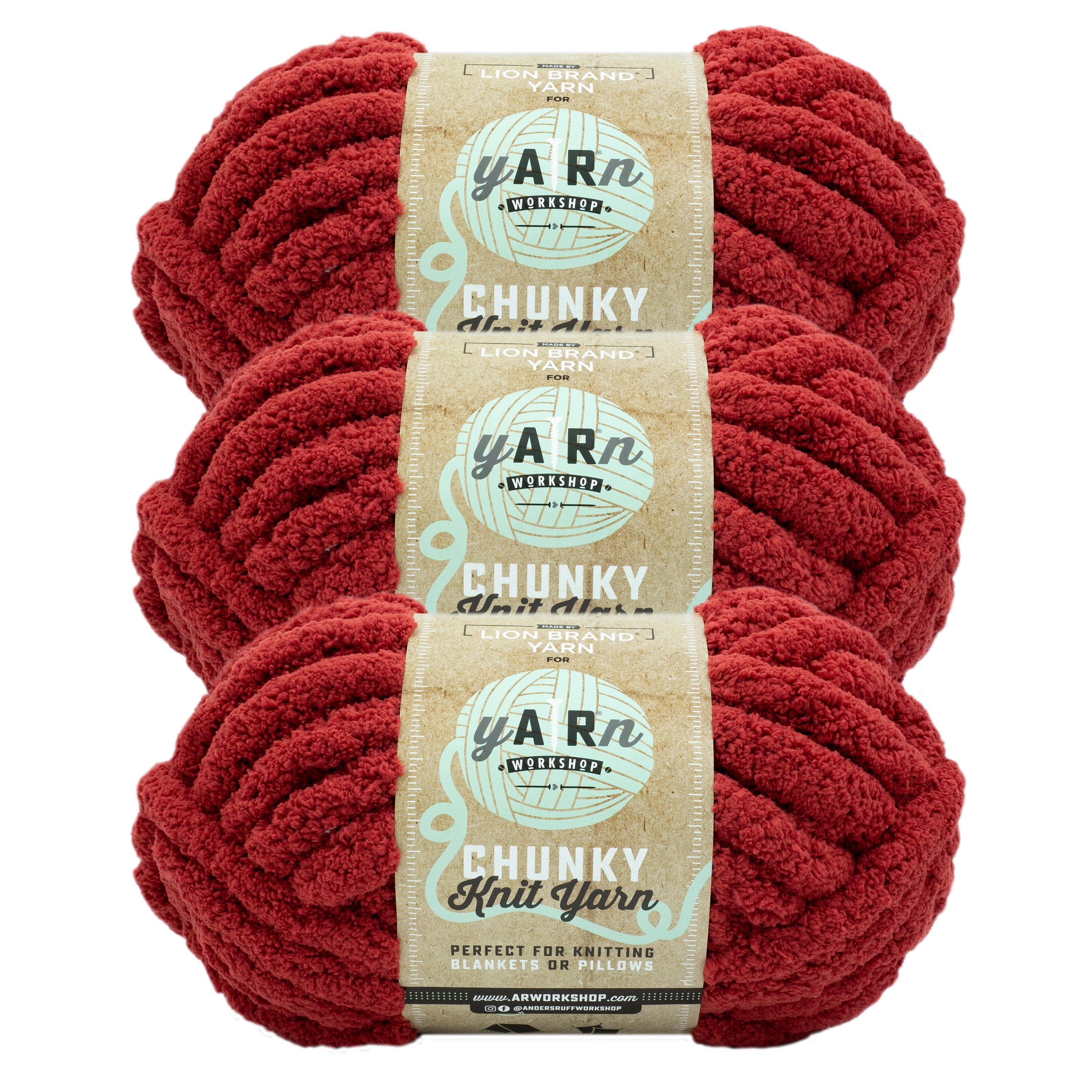 Lion Brand Yarn AR Workshop Chunky Knit Sangria Chenille Jumbo ...