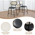 Dycanpo 24" Rattan Bar Stools Set of 6, Round Faux Leather Barstools ...
