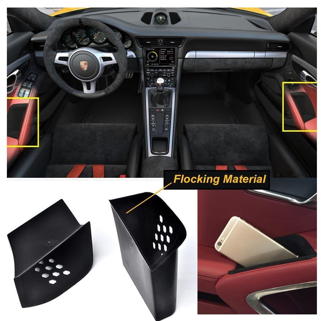 Xotic Tech 2pcs Black Door Armrest Organizer Storage Box For Porsche ...