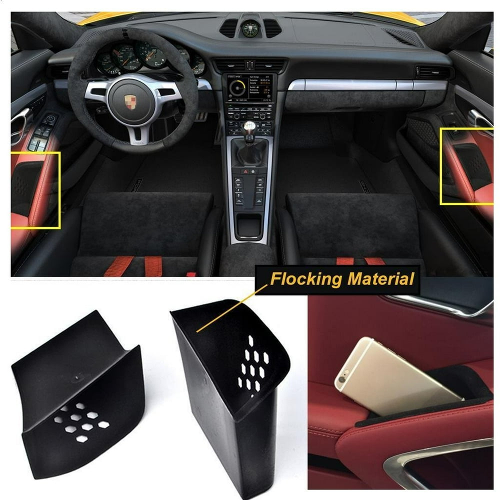 Xotic Tech 2pcs Black Door Armrest Organizer Storage Box For Porsche ...
