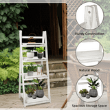 Fionafurn Foldable Wooden 4-Tier Ladder Shelf, Sturdy Shelving Unit for ...