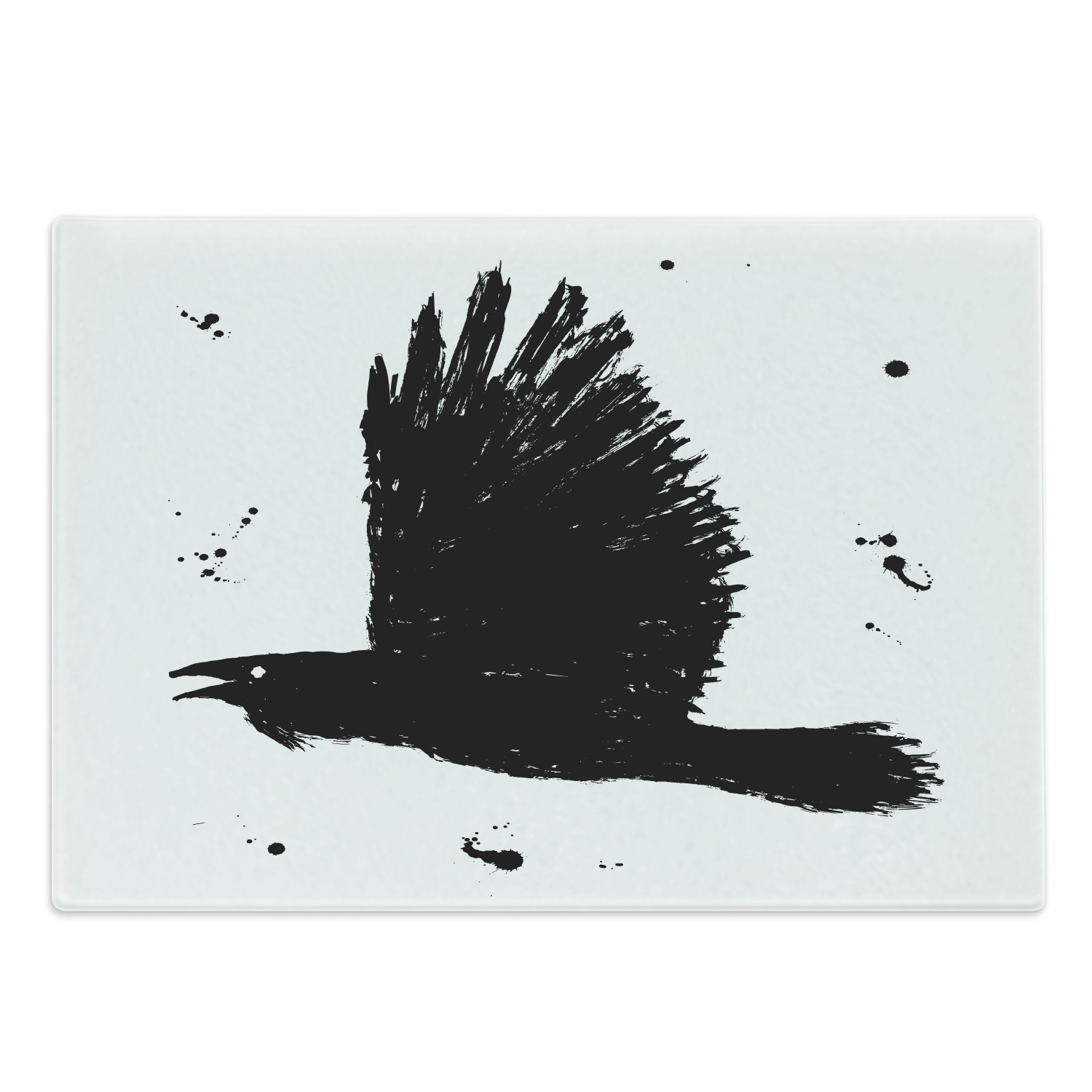 Black Crow Cutting Board, Grunge Hand Drawn Ink Sketch of Flying Bird ...