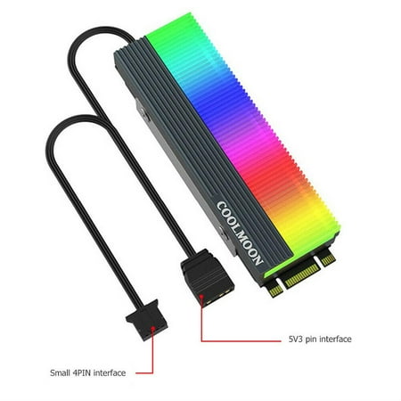 COOLMOON M73S M.2 2280 ARGB SSD Heatsink m;2 rgb rgb ssd Cooler 5V 3Pin ...