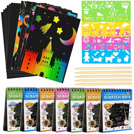 HTAIGUO Rainbow Scratch Paper Art Kits for Kids, 50 PCS Rainbow Scratch ...