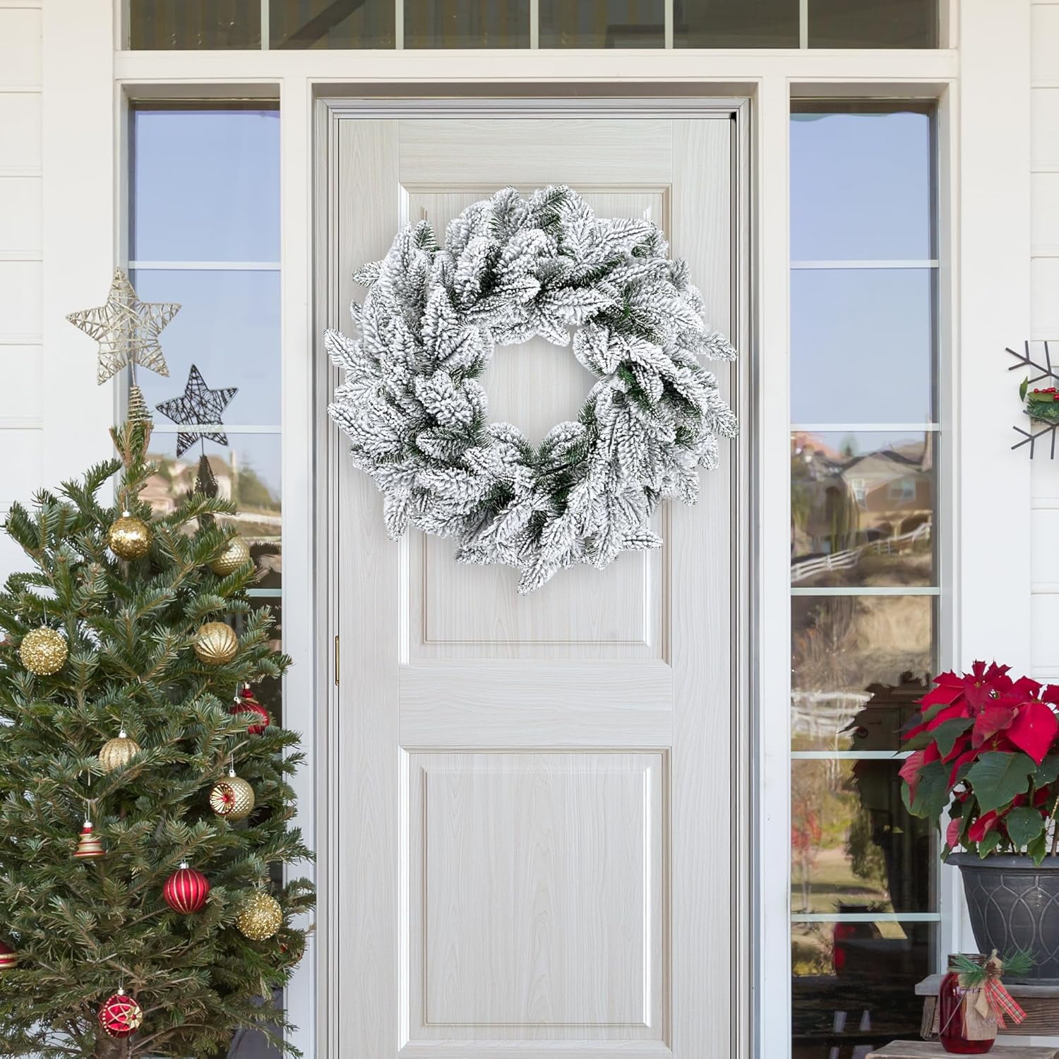 Click here for Generic 24 Flocked Spruce Wreath With 110 Tipsarti... prices