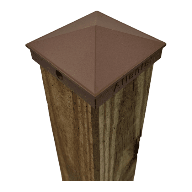 4x4 Post Cap (3.5") Brown Metal Pyramid Top for Outdoor Fences, Decks ...