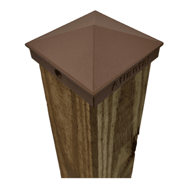 4x4 Post Cap (3.5") Brown Metal Pyramid Top for Outdoor Fences, Decks ...