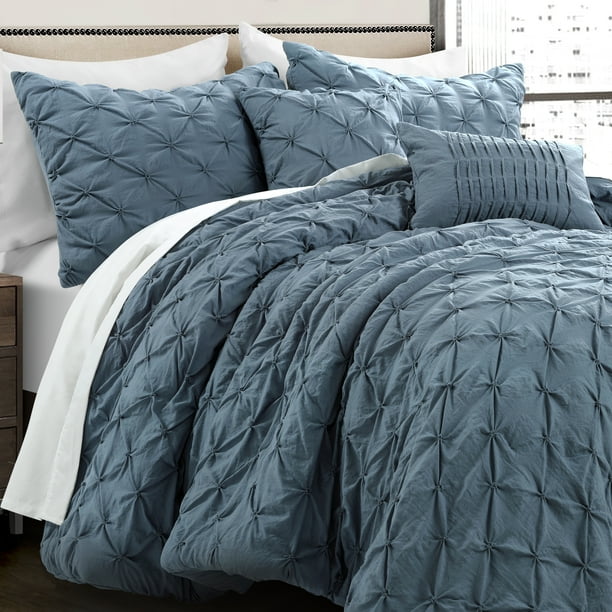"Lush Decor Ravello Pintuck Solid Color Elastic Embroidery Comforter ...