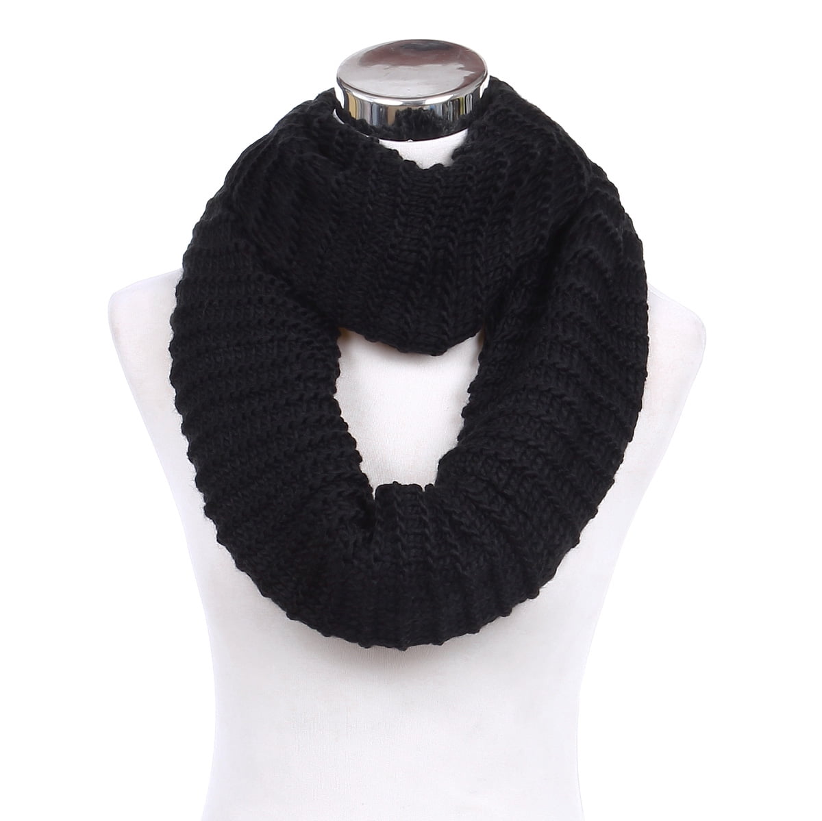 TrendsBlue Premium Solid Chunky Ribbed Knit Warm Infinity Loop Scarf ...