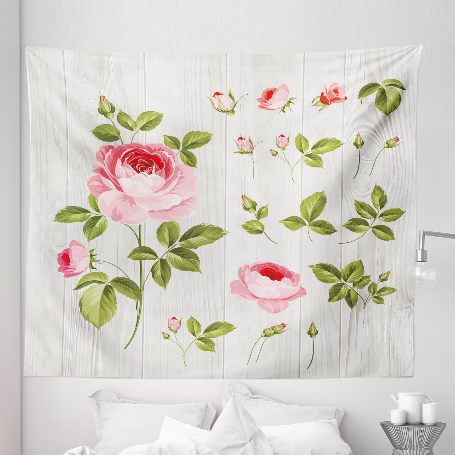 Floral Tapestry, Vintage Rose Petals over Wooden Board Background ...
