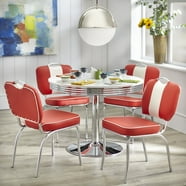 Coaster Cleveland 5 Piece Retro Round Dining Set in White and Red ...