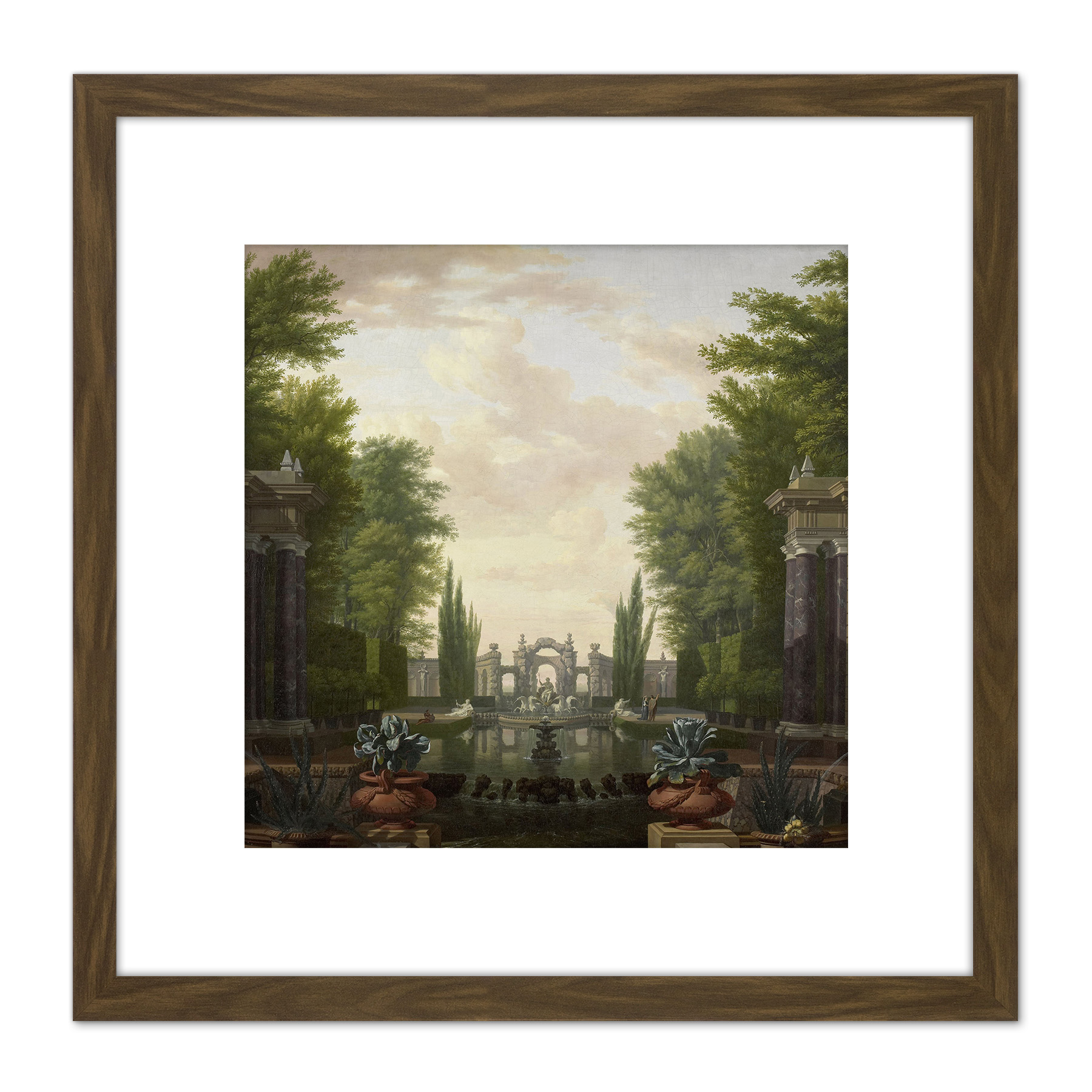 De Moucheron Water Terrace Statues Fountains 8X8 Inch Square Wooden ...