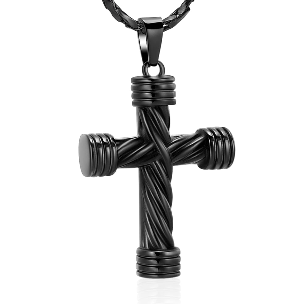 Rope Winding Cross Cremation Ashes Urn Pendant Necklace Memorial ...